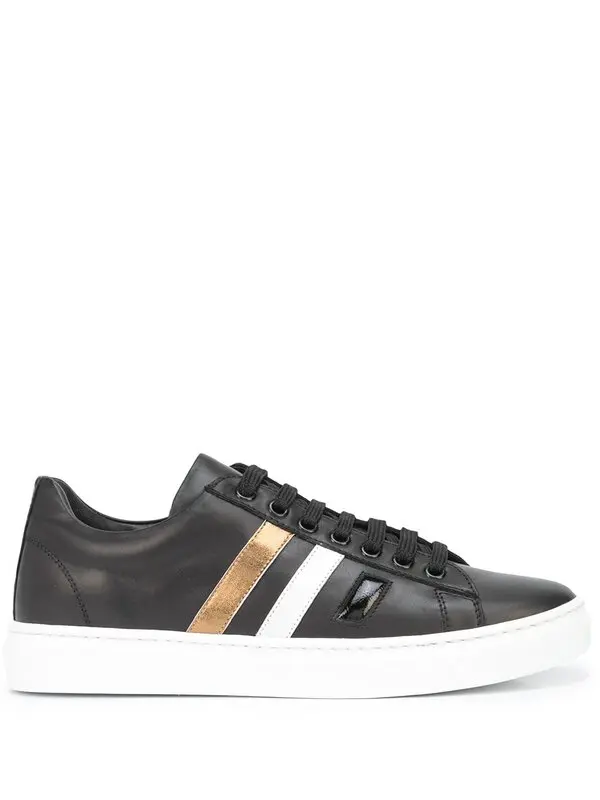 MADISON.MAISON 3 Stripe Leather Sneakers - Black