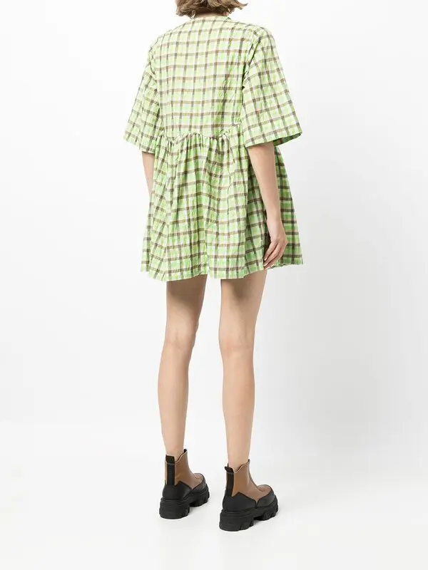 GANNI Check-print Wrap Dress