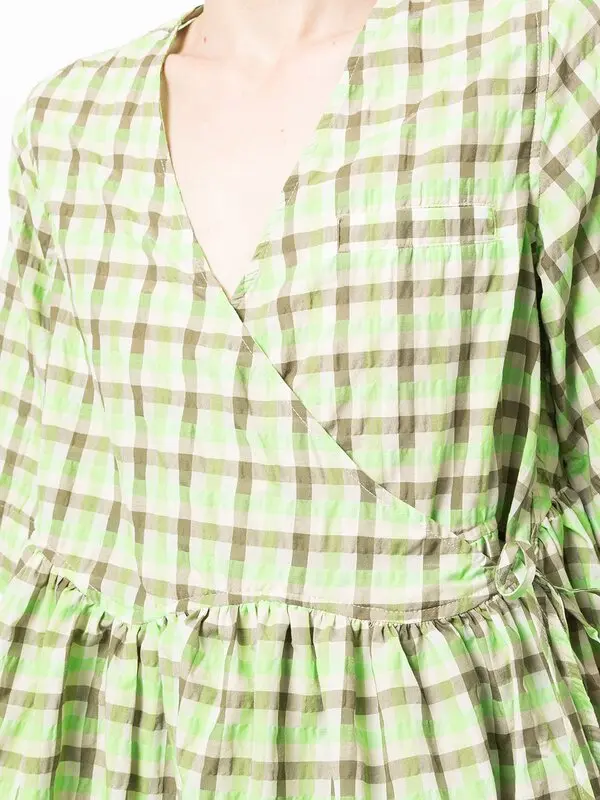 GANNI Check-print Wrap Dress