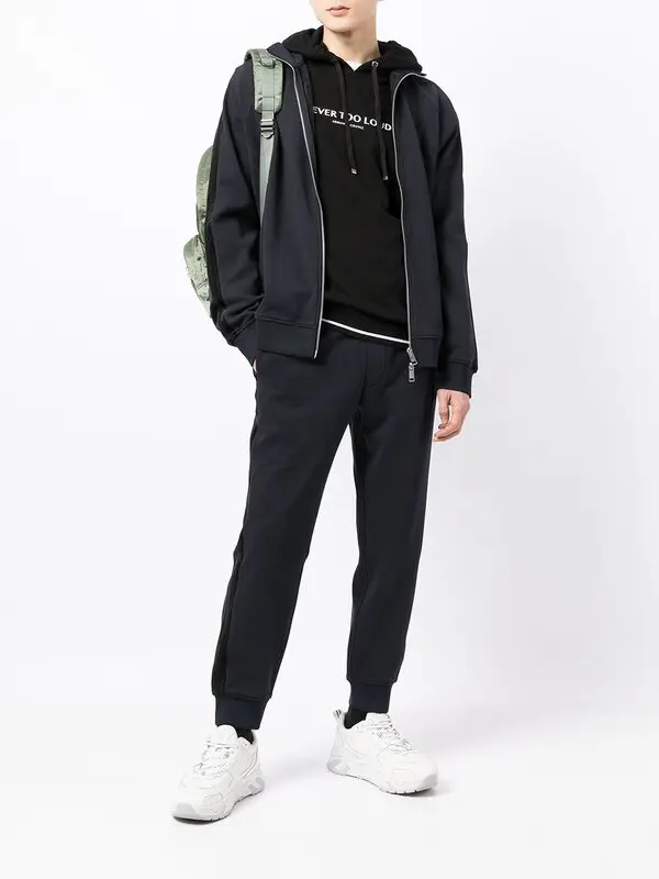 Armani Exchange Logo Embossed Zip-up Hoodie