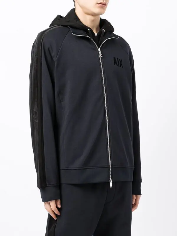 Armani Exchange Logo Embossed Zip-up Hoodie