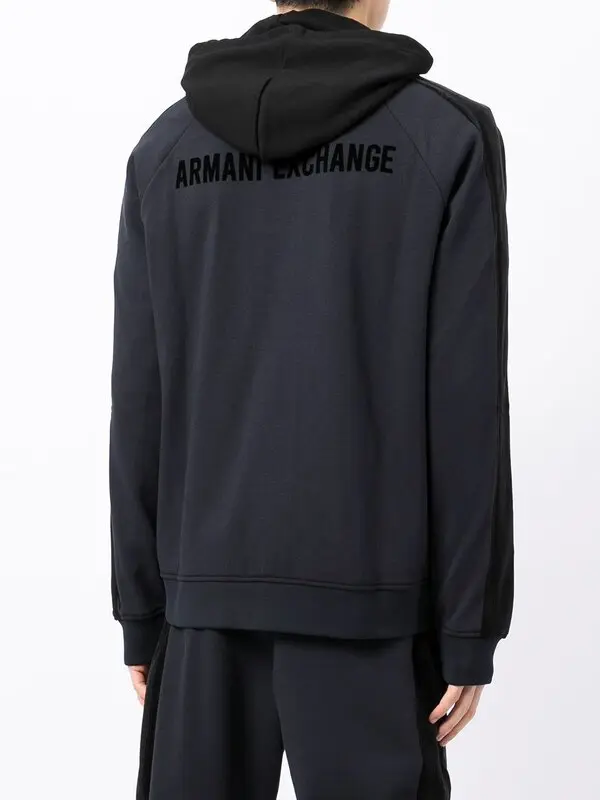 Armani Exchange Logo Embossed Zip-up Hoodie