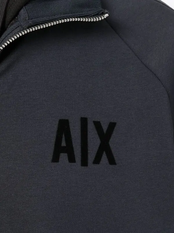 Armani Exchange Logo Embossed Zip-up Hoodie