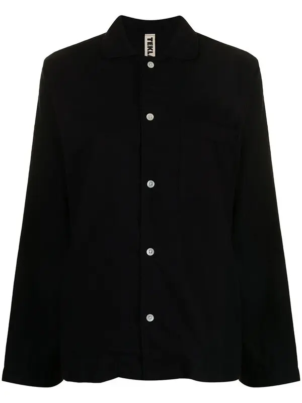TEKLA Poplin Pajama Shirt - Black