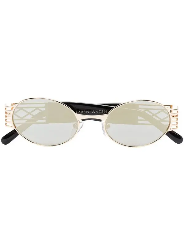 KAREN WAZEN Pam Oval-frame Sunglasses - Gold