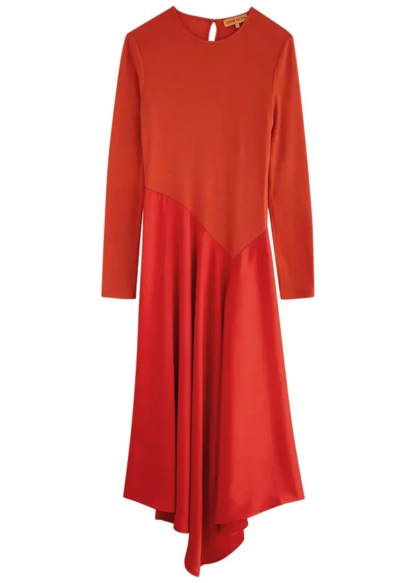 Stine Goya Wool And Satin Midi Dress