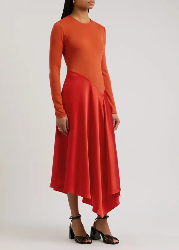 Stine Goya Wool And Satin Midi Dress