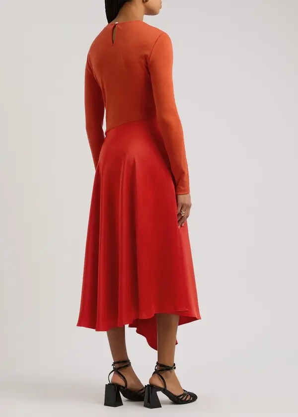 Stine Goya Wool And Satin Midi Dress