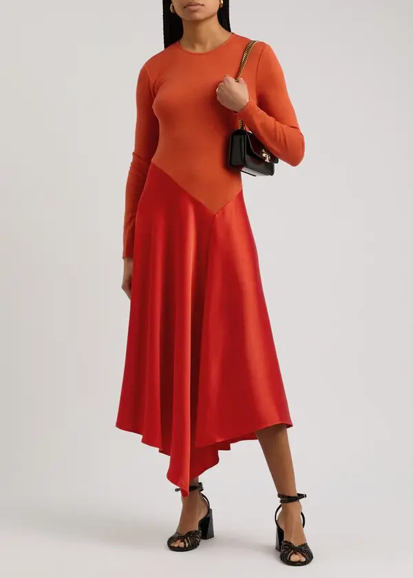 Stine Goya Wool And Satin Midi Dress