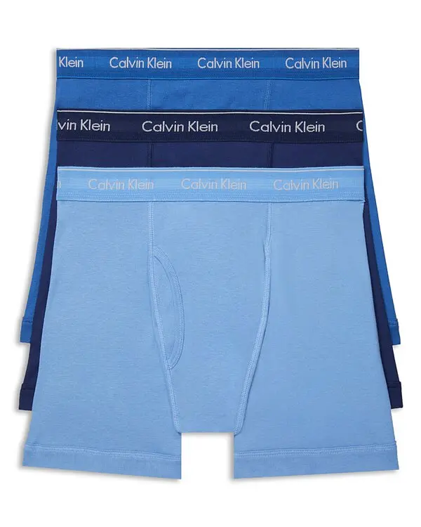 Calvin Klein Cotton Boxer Briefs, Pack Of 3 - Blue/light Blue/navy