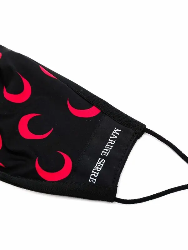 MARINE SERRE Crescent Moon-print Face Mask - Black