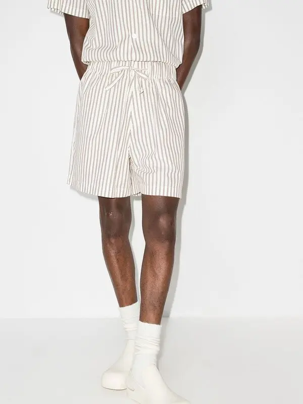 TEKLA Vertical-stripe Pajama Shorts