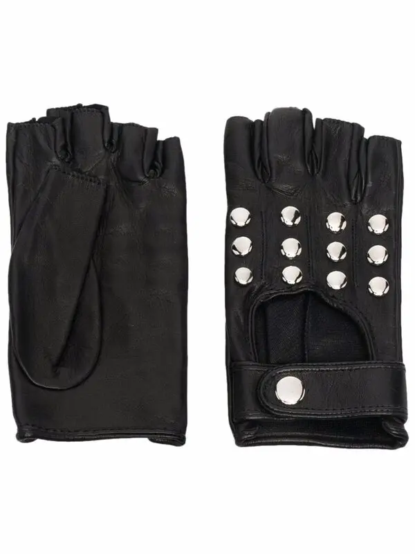 MANOKHI Studded Leather Gloves - Black