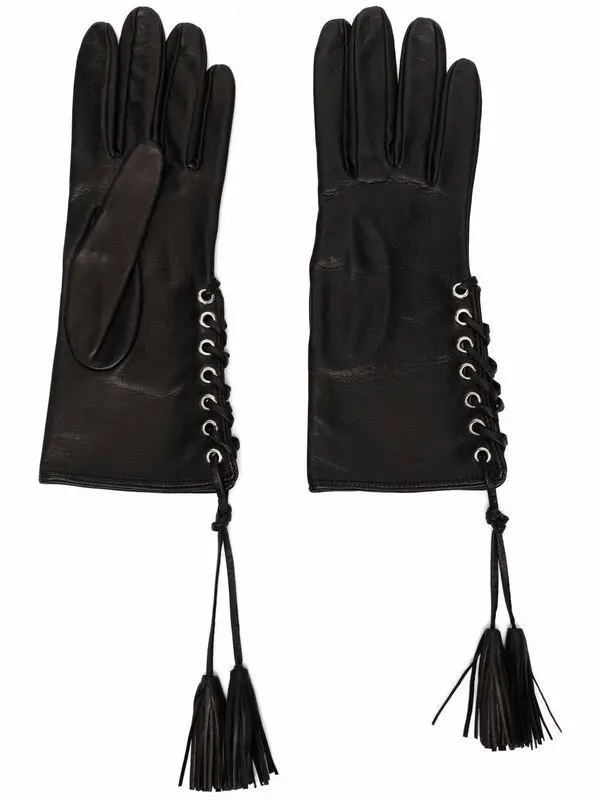 MANOKHI Lace-up Gloves - Black