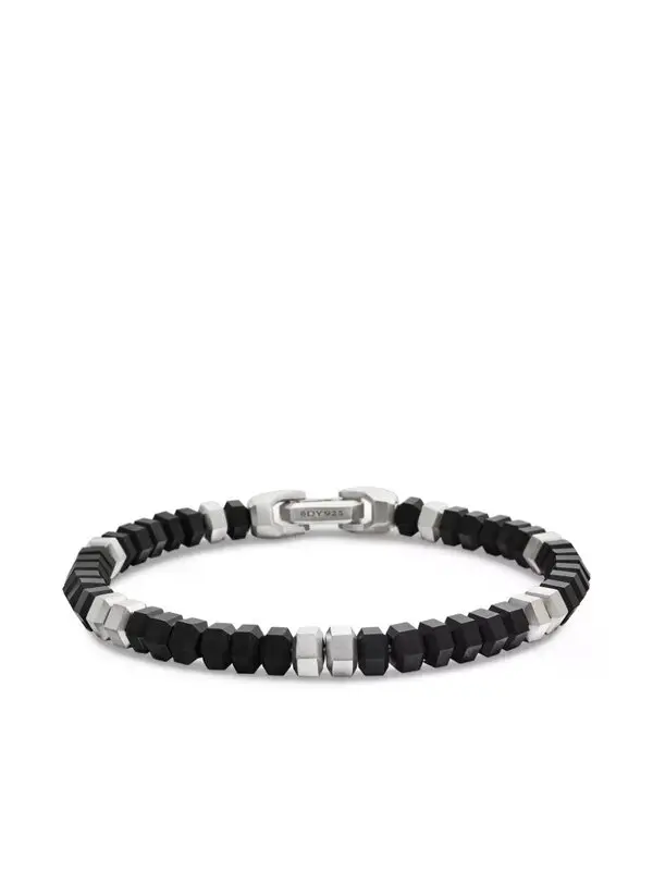 David Yurman Sterling Silver Hex Bead Bracelet - Black
