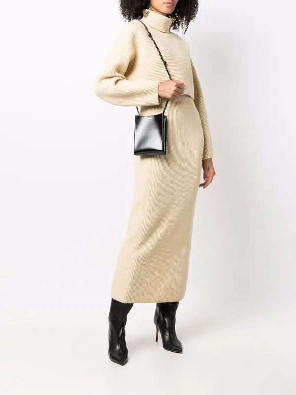 JIL SANDER Tangle Leather Shoulder Bag