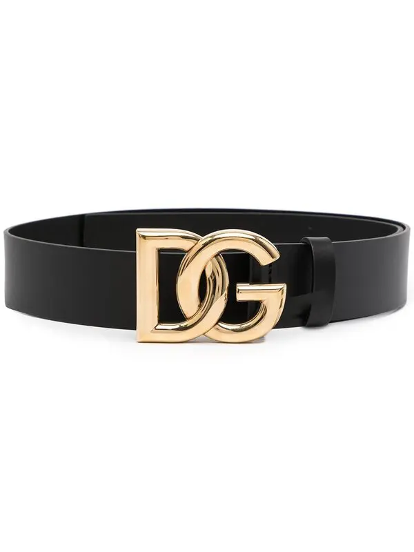 Dolce & Gabbana Logo-plaque Leather Belt - Black