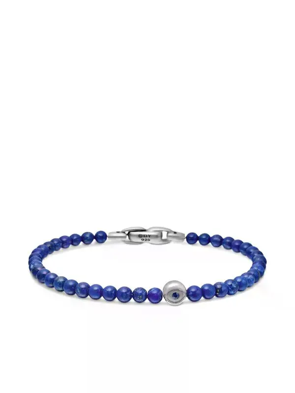 David Yurman Sterling Silver Spiritual Beads Evil Eye Bracelet - Blue