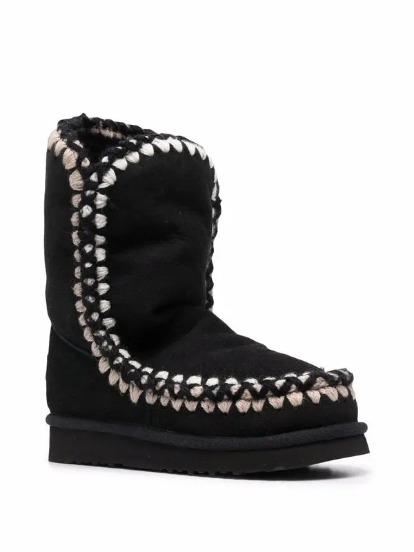 Mou Whipstitch-detail Eskimo Boots - Black