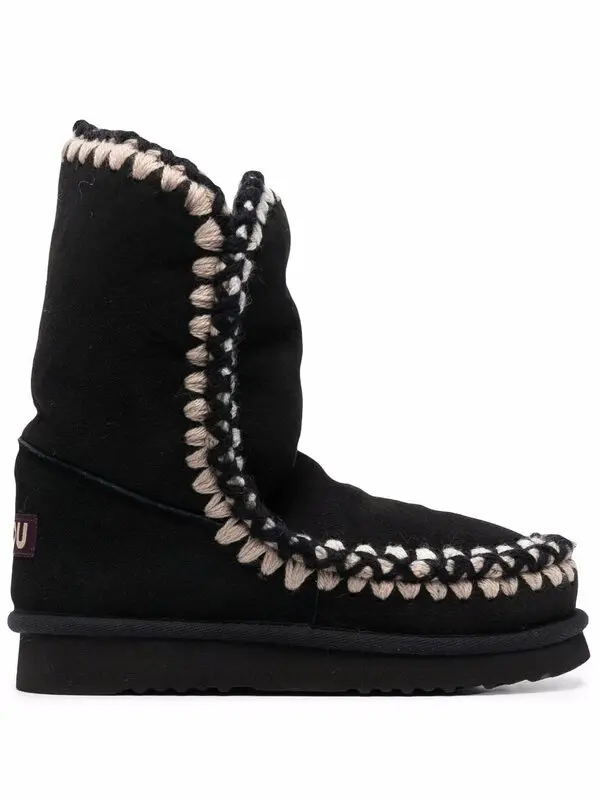Mou Whipstitch-detail Eskimo Boots - Black