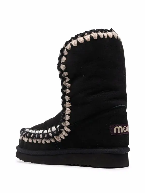 Mou Whipstitch-detail Eskimo Boots - Black