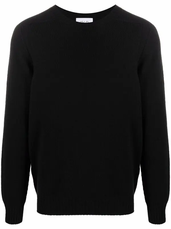 D4.0 Ribbed Trim Virgin Wool Jumper - Black