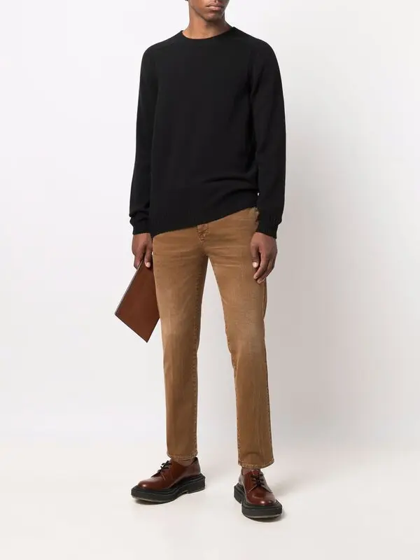 D4.0 Ribbed Trim Virgin Wool Jumper - Black