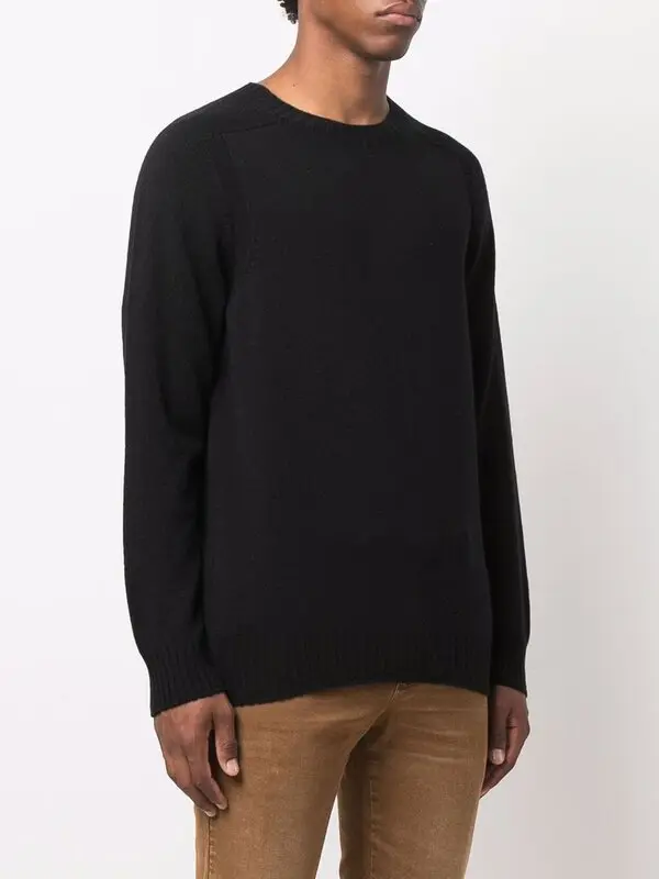 D4.0 Ribbed Trim Virgin Wool Jumper - Black