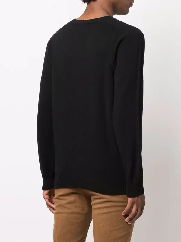 D4.0 Ribbed Trim Virgin Wool Jumper - Black