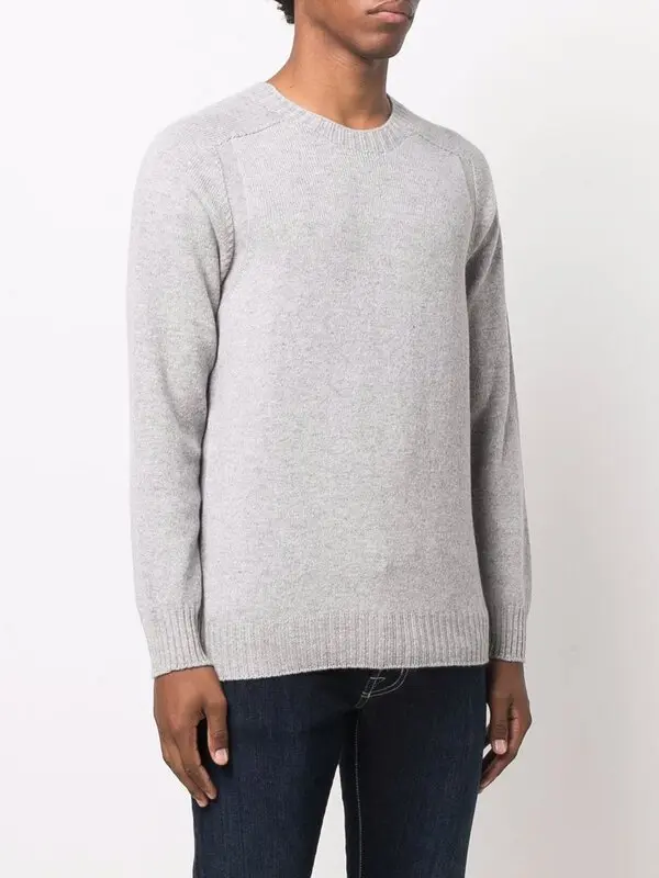 D4.0 Ribbed-trim Virgin-wool Jumper - Grey