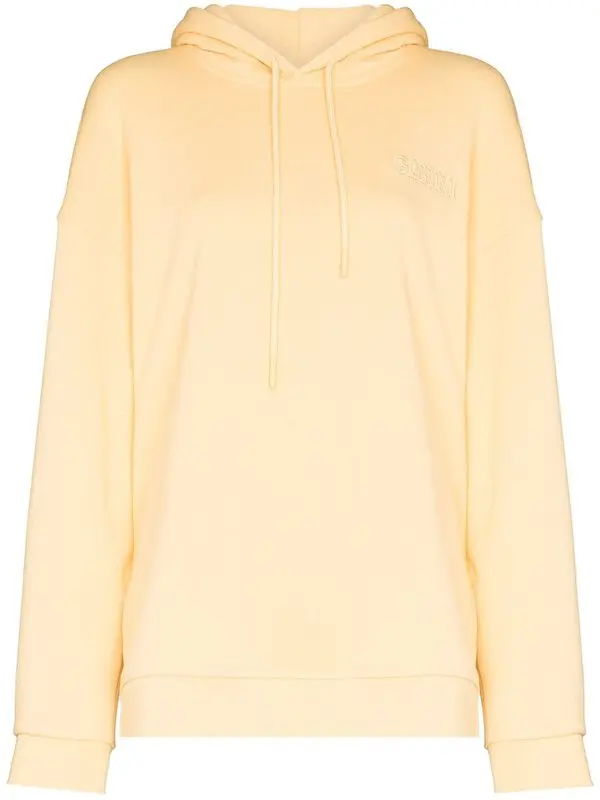 GANNI Logo-embroidered Oversized Hoodie - Yellow