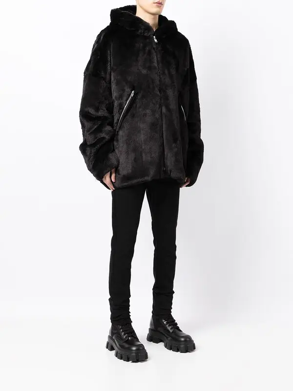 Mastermind World Skull Faux Fur Hooded Jacket In Black - 35% Off