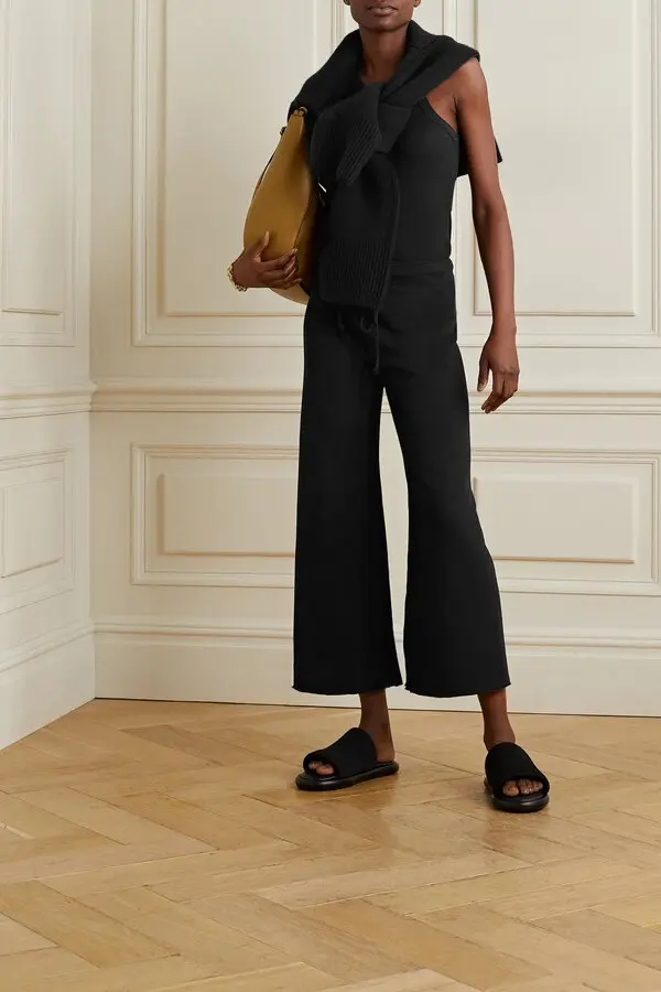NILI LOTAN Kiki Cropped Track Pants - Black
