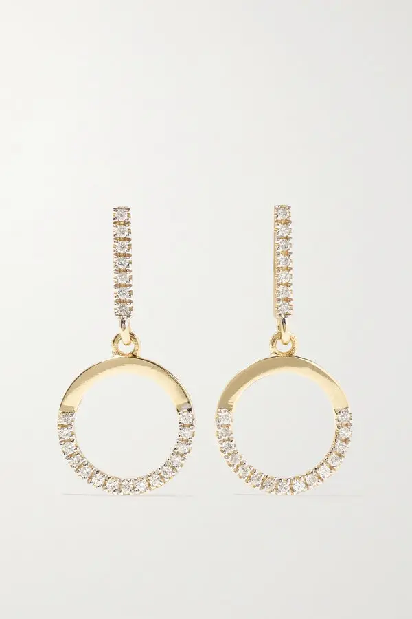 Mateo Half Moon Diamond Drop Earrings - Gold