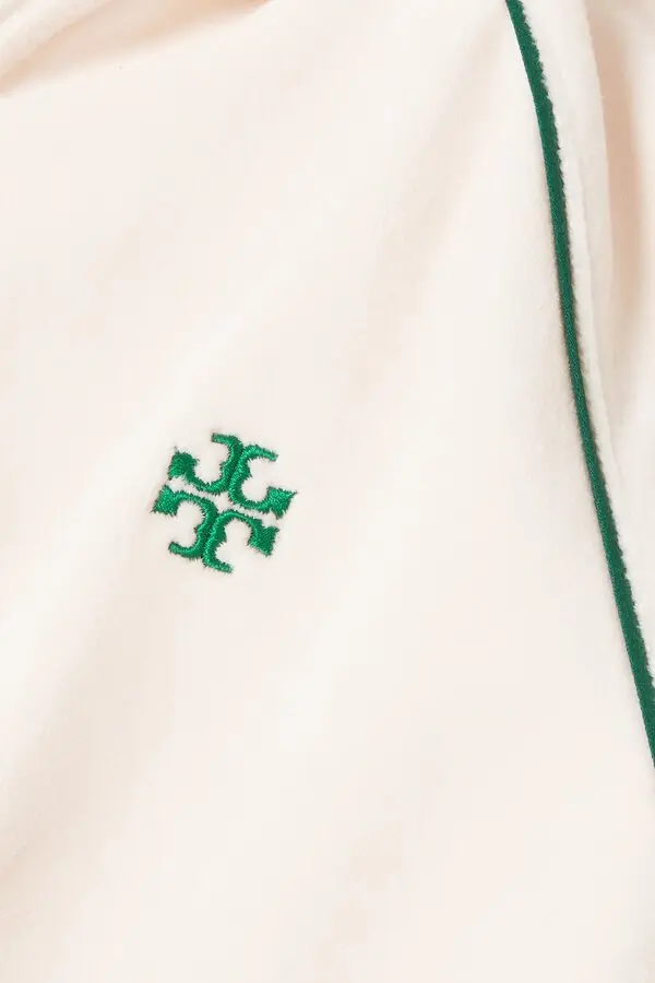Tory Burch Piped Embroidered Cotton-blend Velour Track Jacket