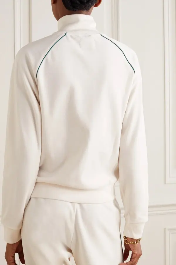 Tory Burch Piped Embroidered Cotton-blend Velour Track Jacket