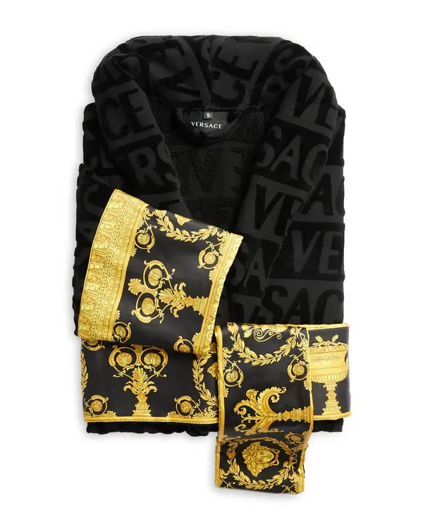Versace I Heart Baroque Bath Robe - Black