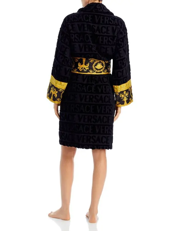 Versace I Heart Baroque Bath Robe - Black