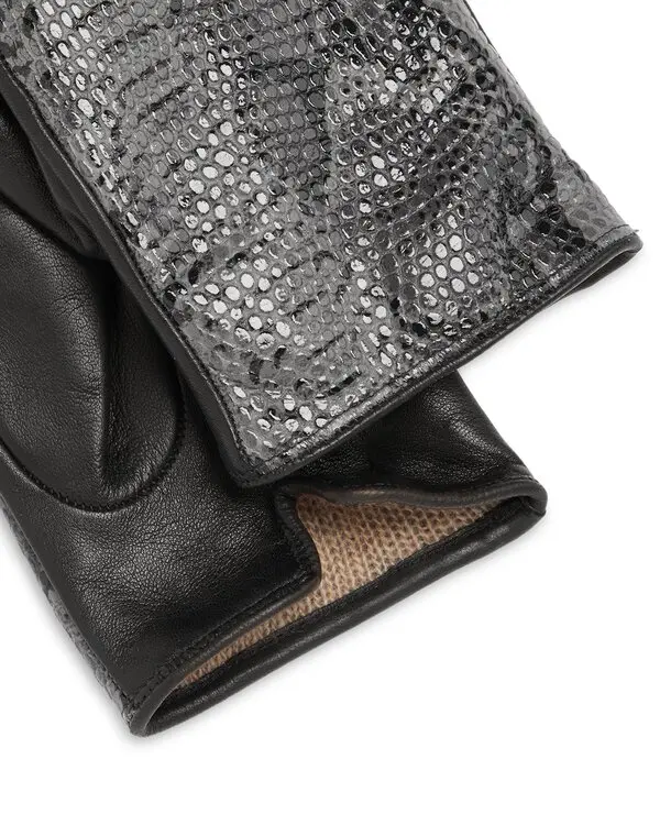 Bloomingdale'S Python Printed Leather Gloves - Gray Python