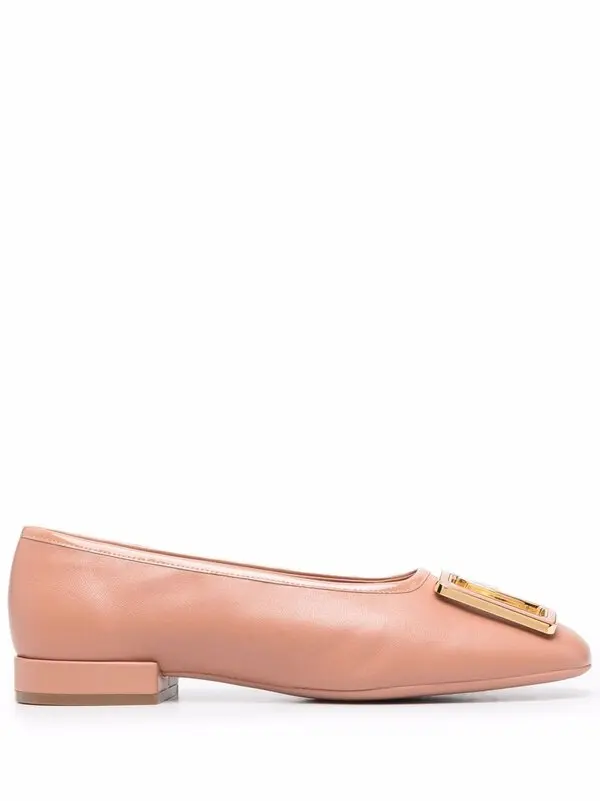 FERRAGAMO Embossed Logo Ballerina Shoes - Pink