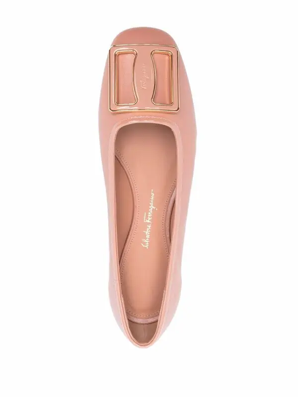 FERRAGAMO Embossed Logo Ballerina Shoes - Pink