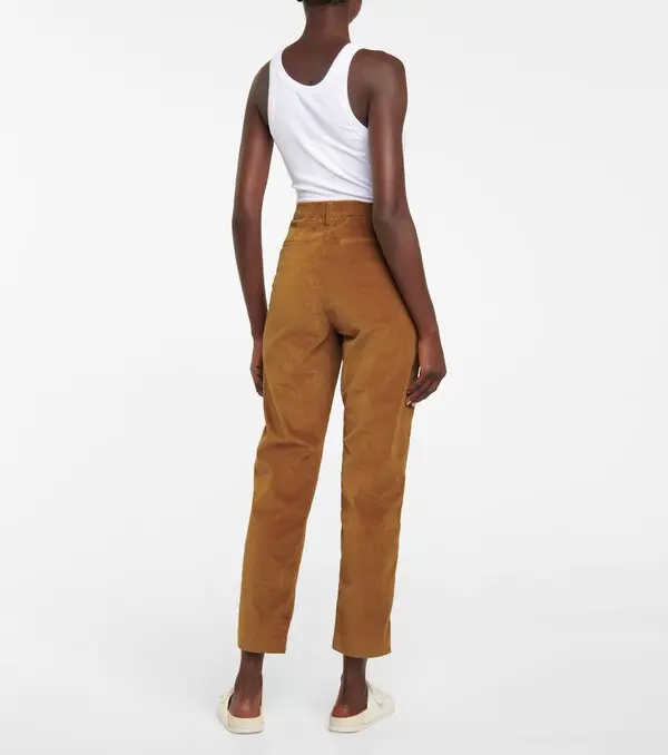 7 For All Mankind High-rise Cotton-blend Velvet Pants