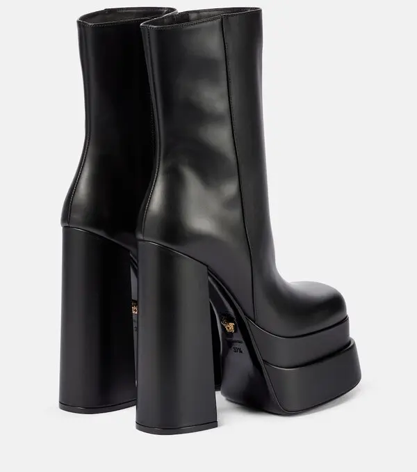 Versace Intrico Leather Platform Ankle Boots