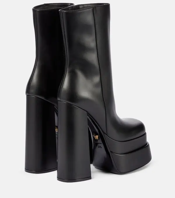 Versace Intrico Leather Platform Ankle Boots