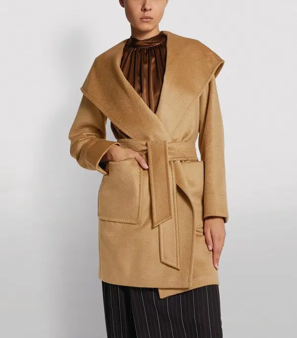 Max Mara Rialto Hooded Camel Hair Coat - Beige