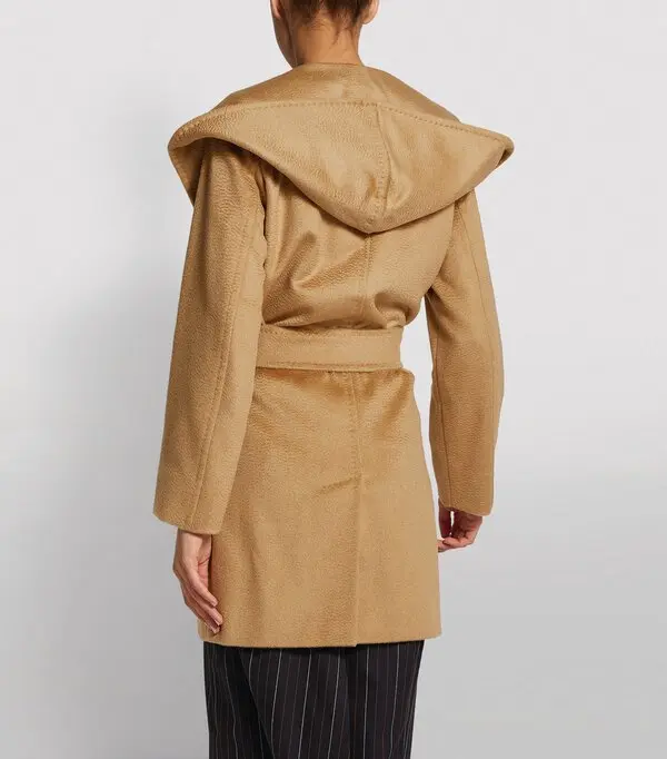 Max Mara Rialto Hooded Camel Hair Coat - Beige