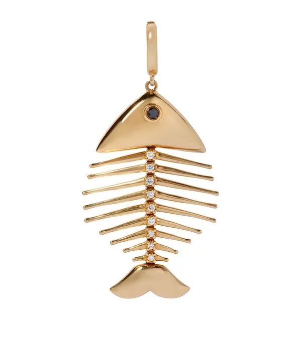 Annoushka Yellow And Diamond Fish Bones Charm - Gold