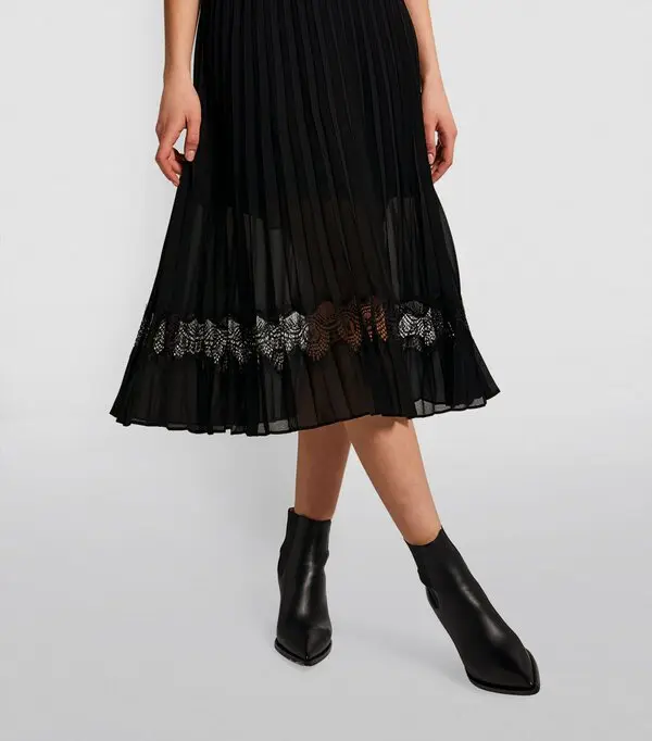 claudie pierlot pleated dress Off-white pleated midi dress