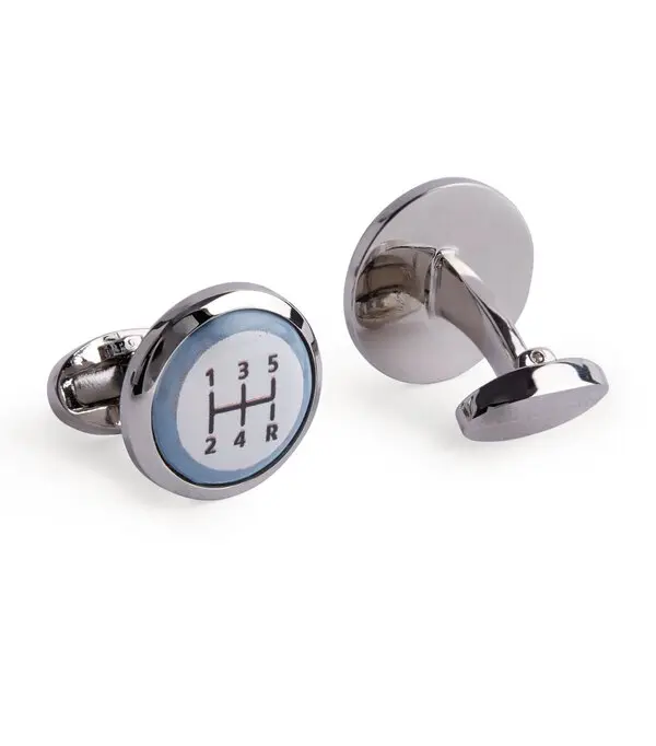 Halcyon Days Enamel Gear-stick Cufflinks - Silver