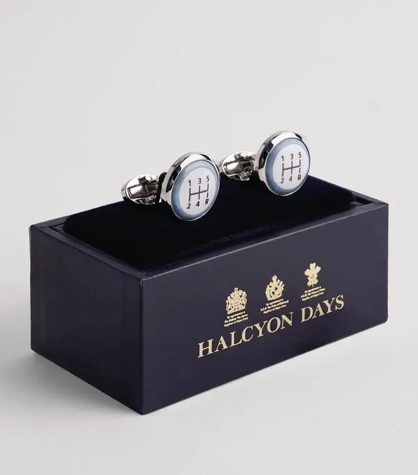Halcyon Days Enamel Gear-stick Cufflinks
